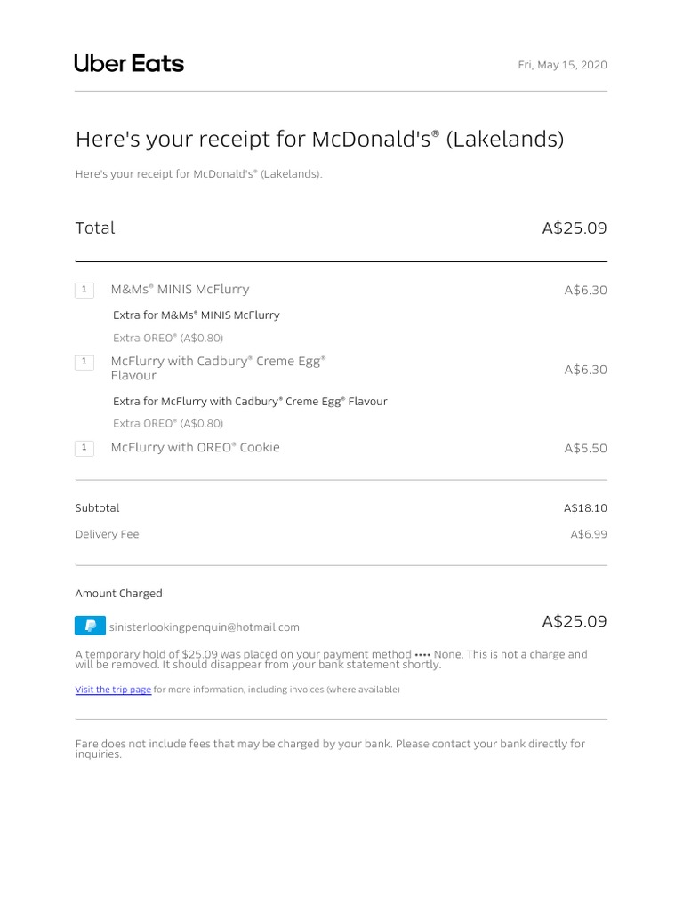 Uber Eats Receipt | PDF