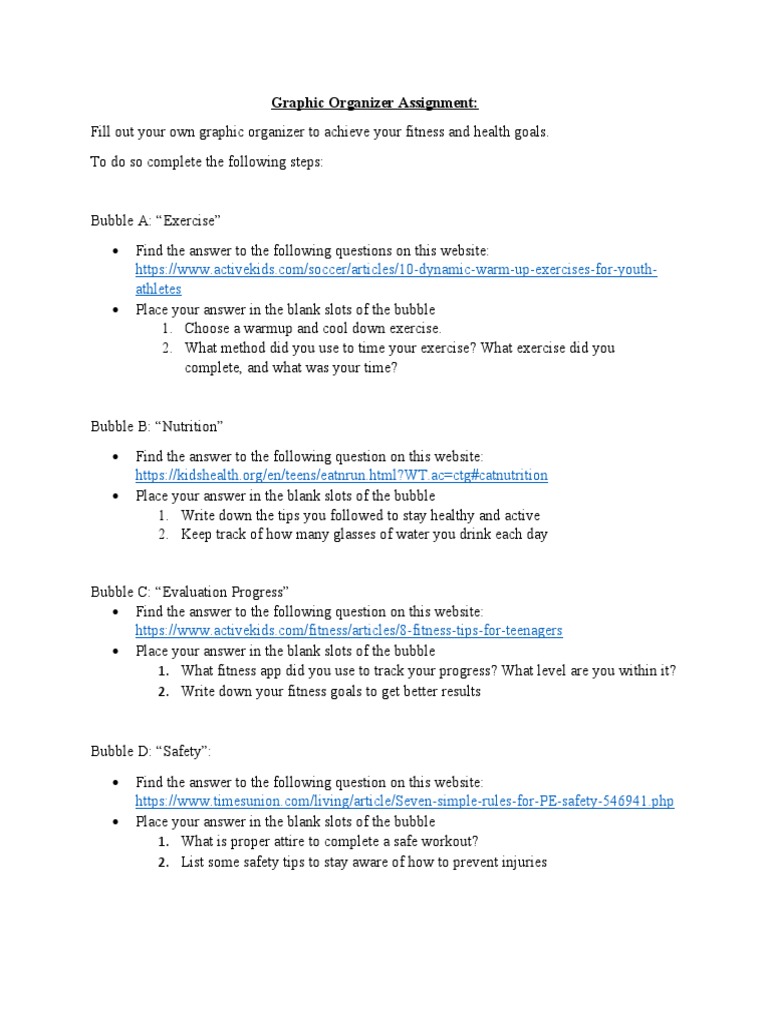 Physical Education Graphic Organizer | PDF | Physical Fitness ...