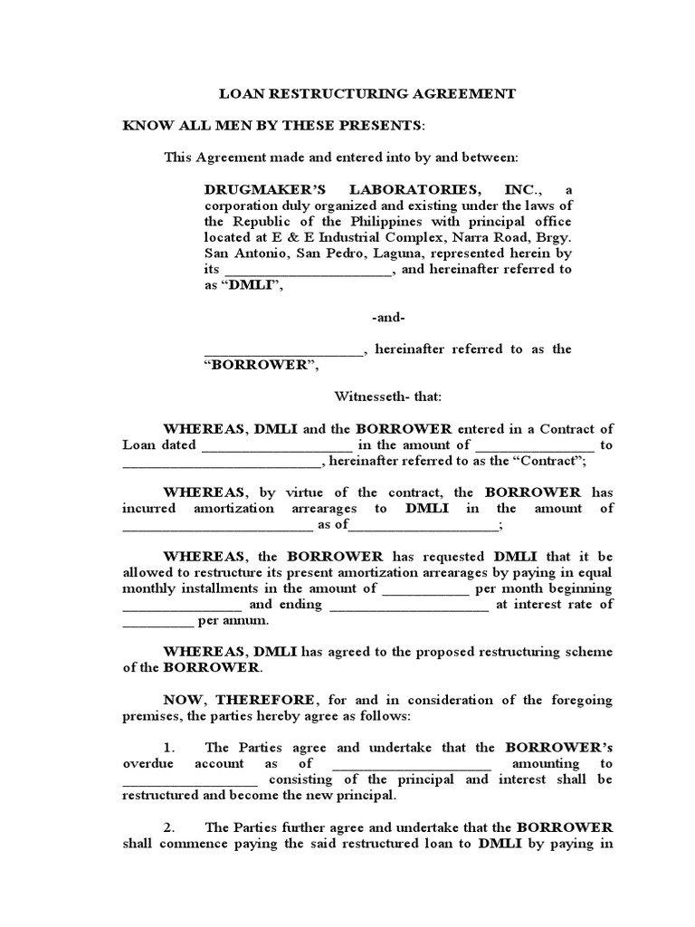 Loan Restructuring Agreement | PDF | Mortgage Loan | Loans