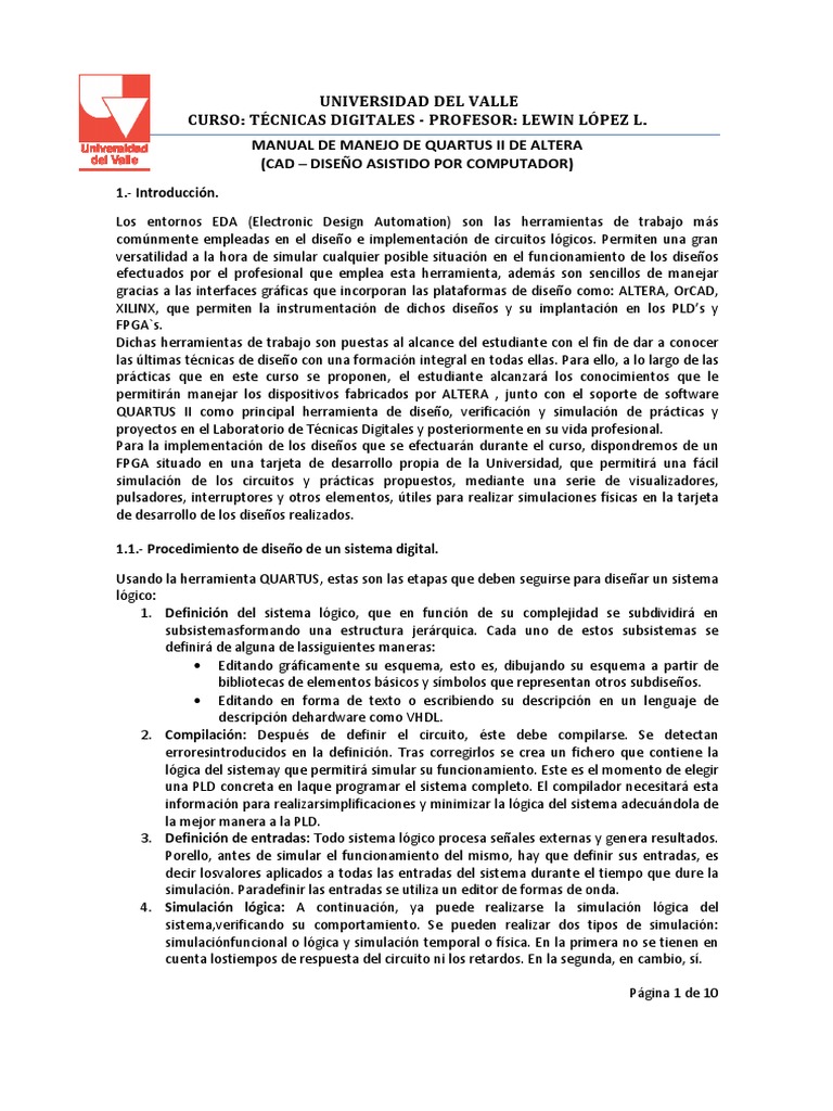 Manual de Manejo de Quartus Ii de Altera PDF | PDF | Automatización Electrónica de Diseño ...
