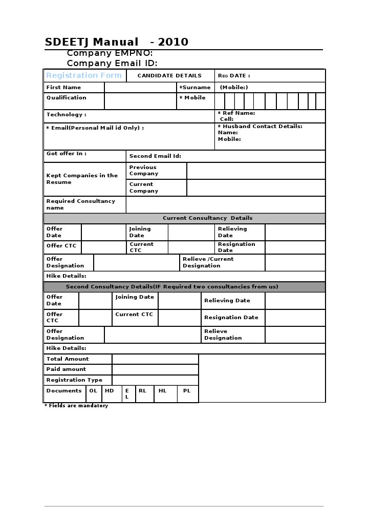 Consultancy Registration Form 2010 | PDF