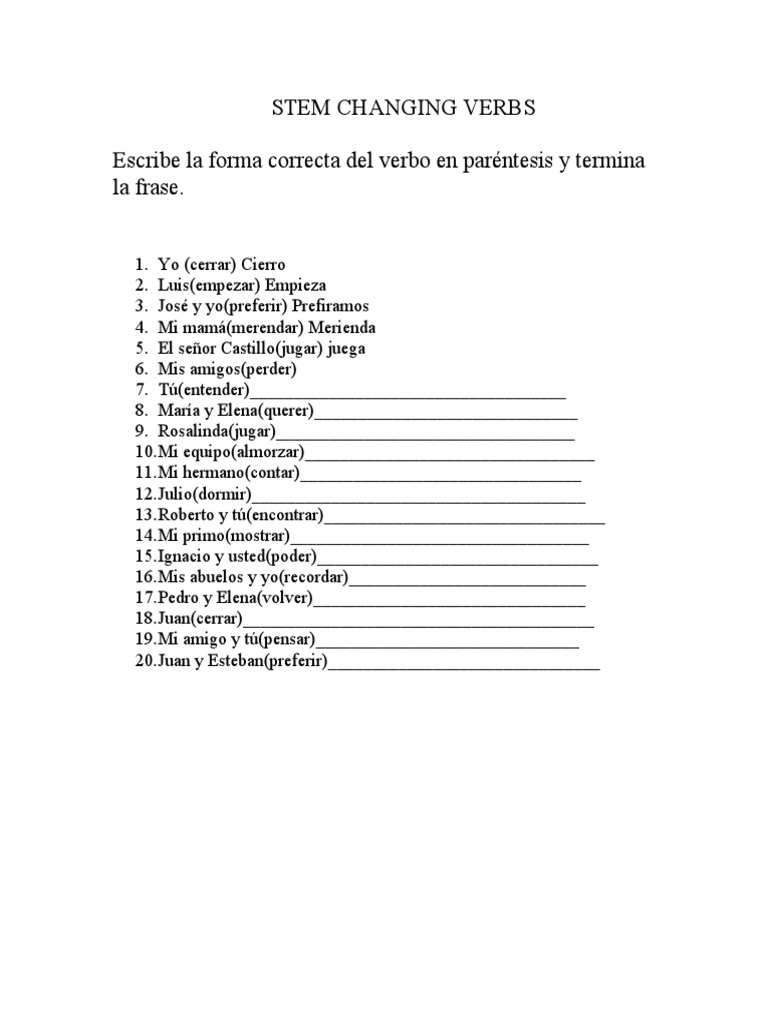 Conjugando verbos que cambian de raíz | PDF