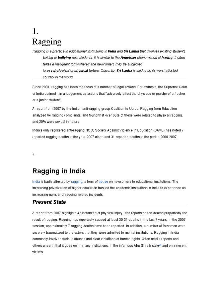 Ragging | Download Free PDF | Public Sphere | Injustice