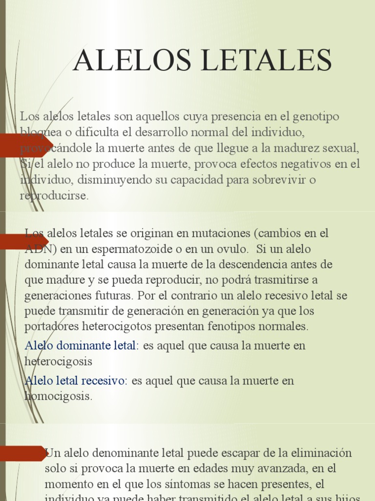 Alelos Letales | PDF | Dominancia (Genética) | Genética