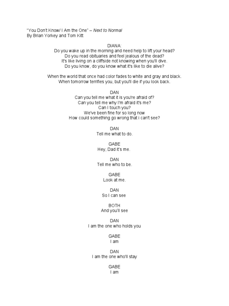 "You Don't Know:I Am The One" - Script | PDF