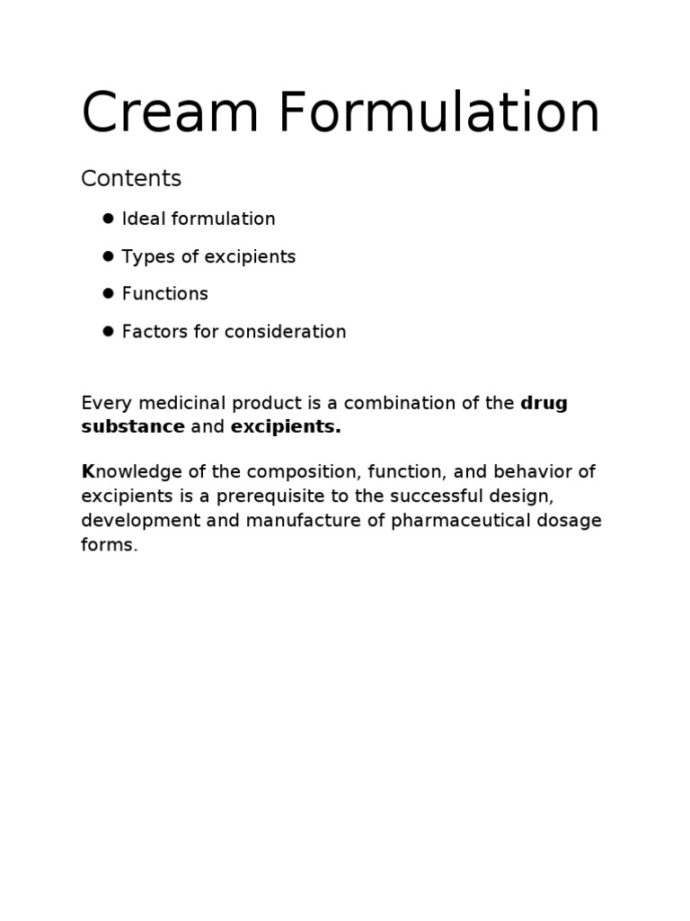 Cream Formulation | PDF