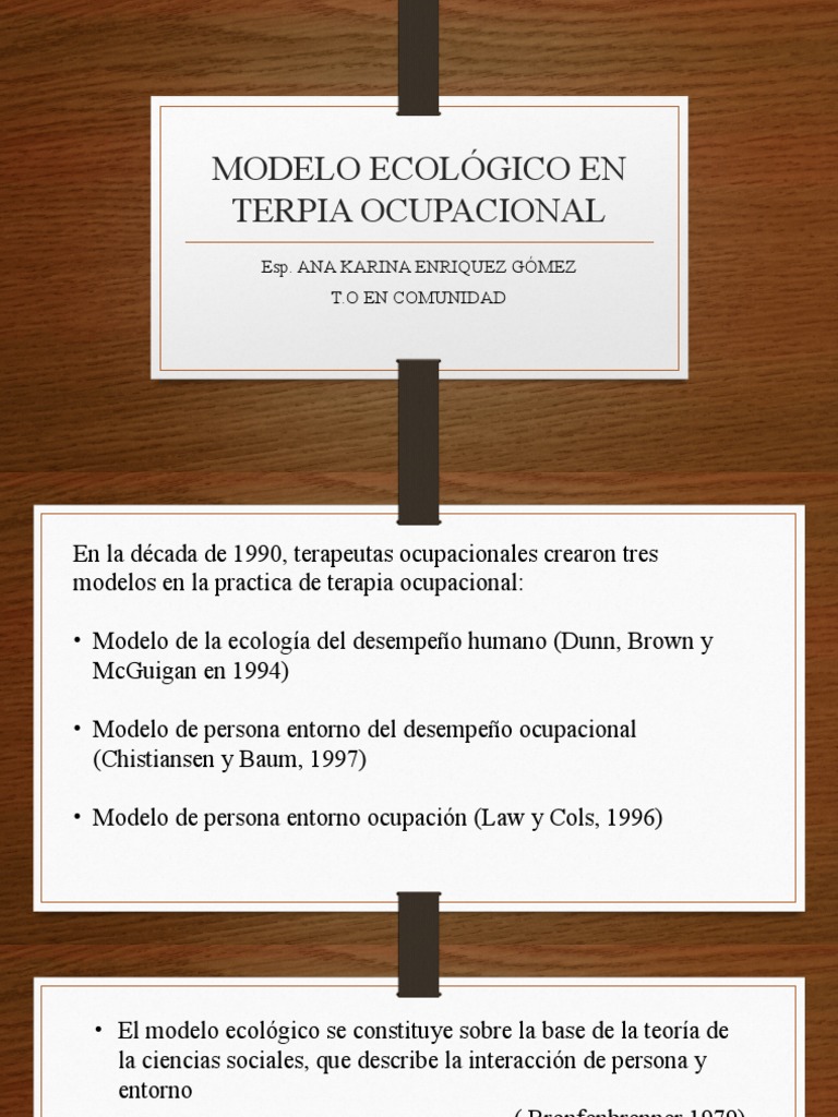 Modelo Ecológico | PDF | Terapia ocupacional | Cognición