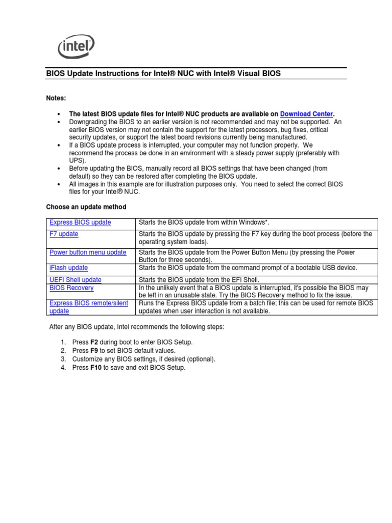 Intel NUC BIOS Update Guide | PDF | Bios | Booting