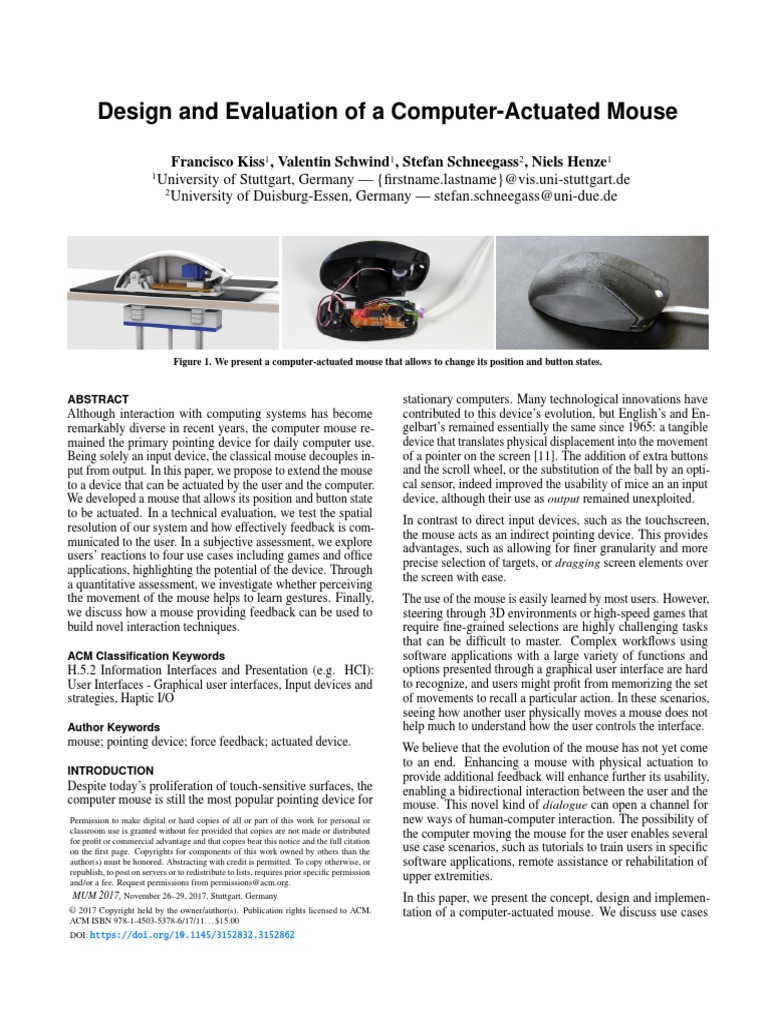 Design and Evaluation of A Computer-Actuated Mouse | PDF | Human ...