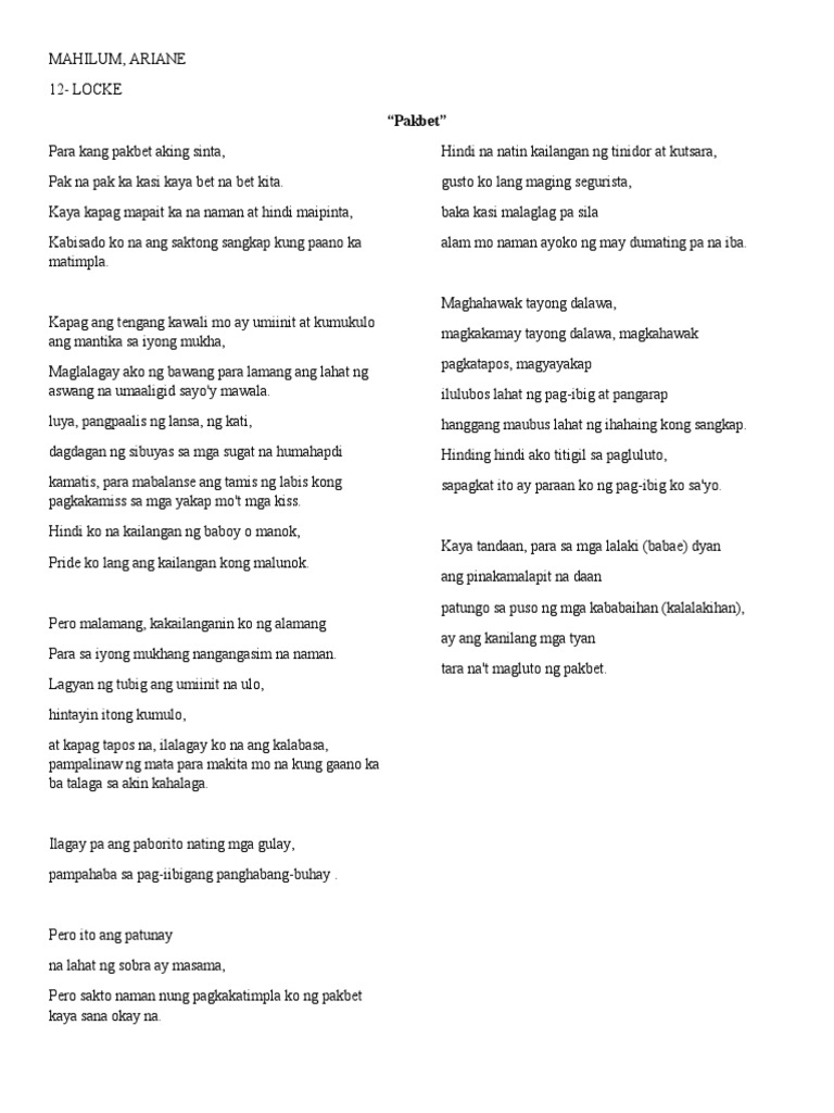 Pakbet Spokenpoetry | PDF