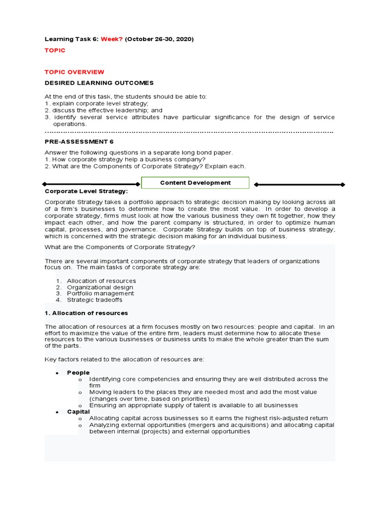 Learning Task 6: (October 26-30, 2020) : Week? Topic | PDF | Business ...