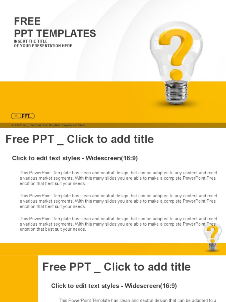 Light Bulb With Question Mark As Idea and Solution Symbol PowerPoint ...