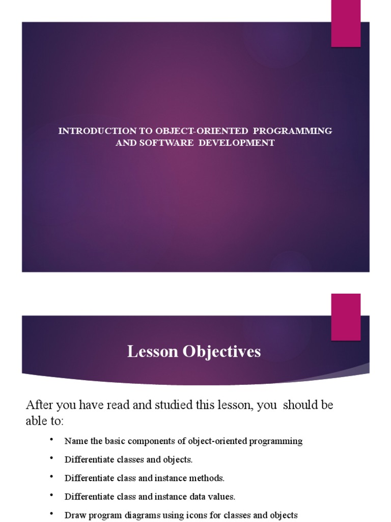 Introduction To Object Oriented Programming And Software Development Pdf Inheritance Object