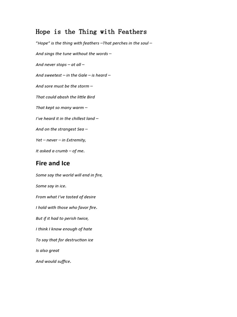 Hope Is The Thing With Feathers | PDF