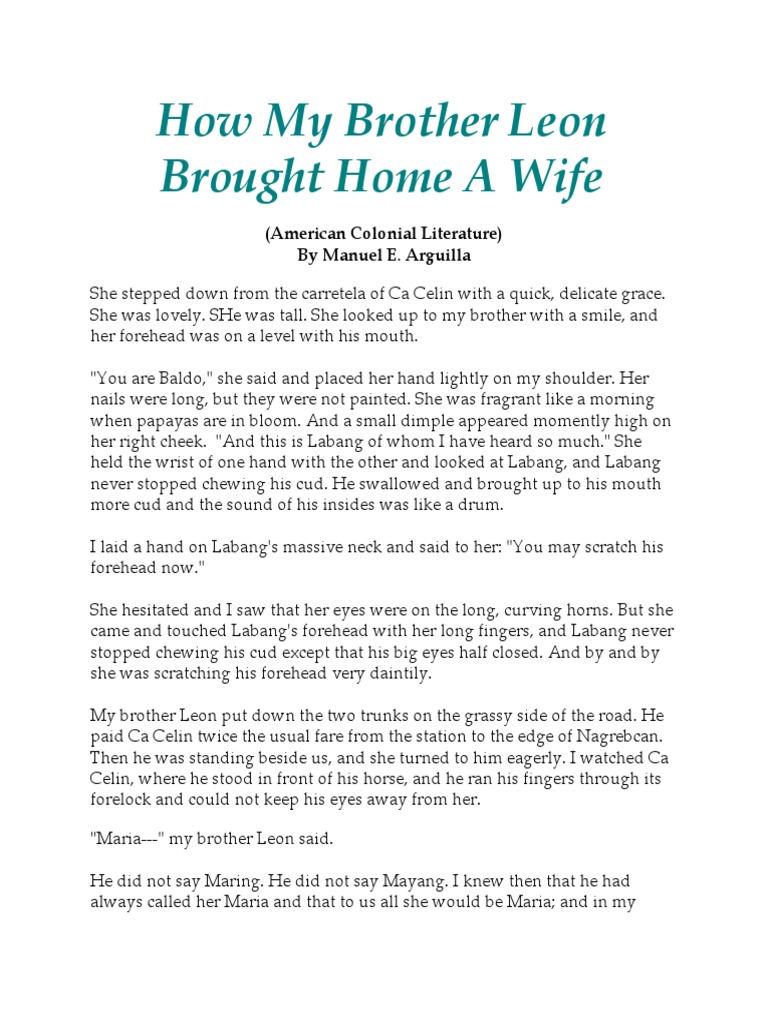 How My Brother Leon Brought Home A Wife | PDF