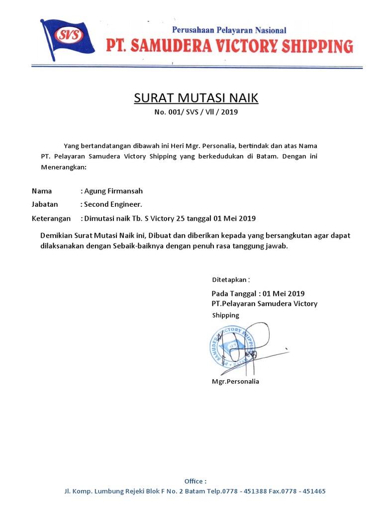 Surat Mutasi ON | PDF
