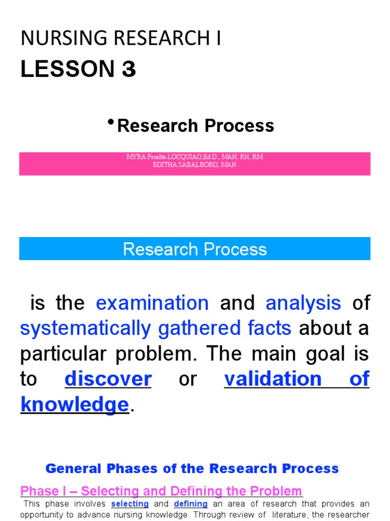 Lesson 3 - Research Process | PDF | Clinical Trial | Research Methods