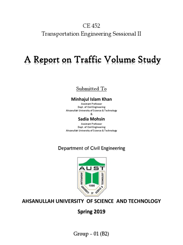 Traffic Volume Study 1st Part | PDF | Traffic | Business