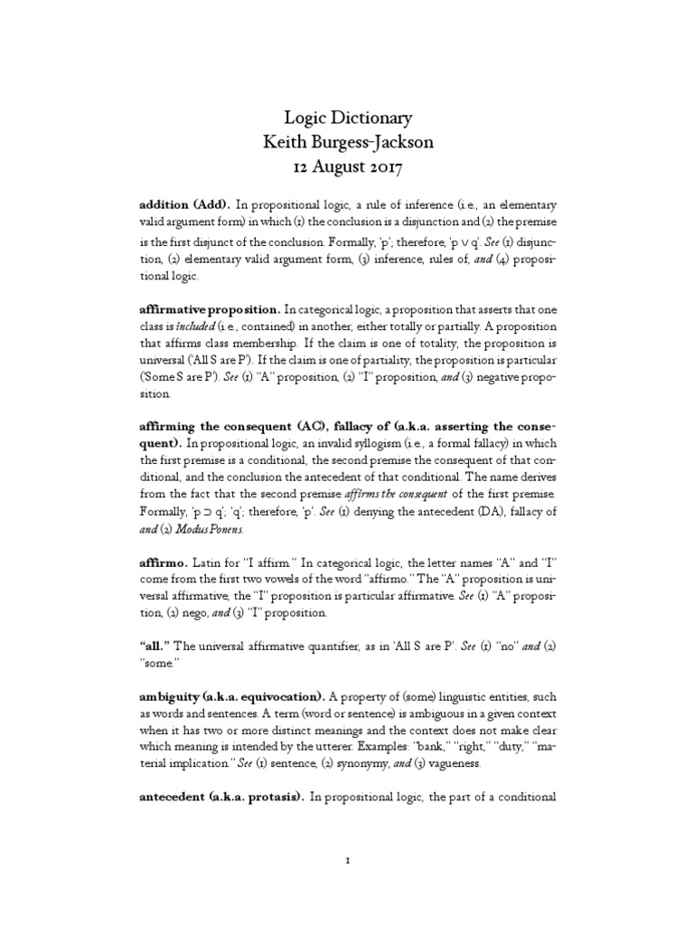 Logic Dictionary | PDF | Argument | Logic
