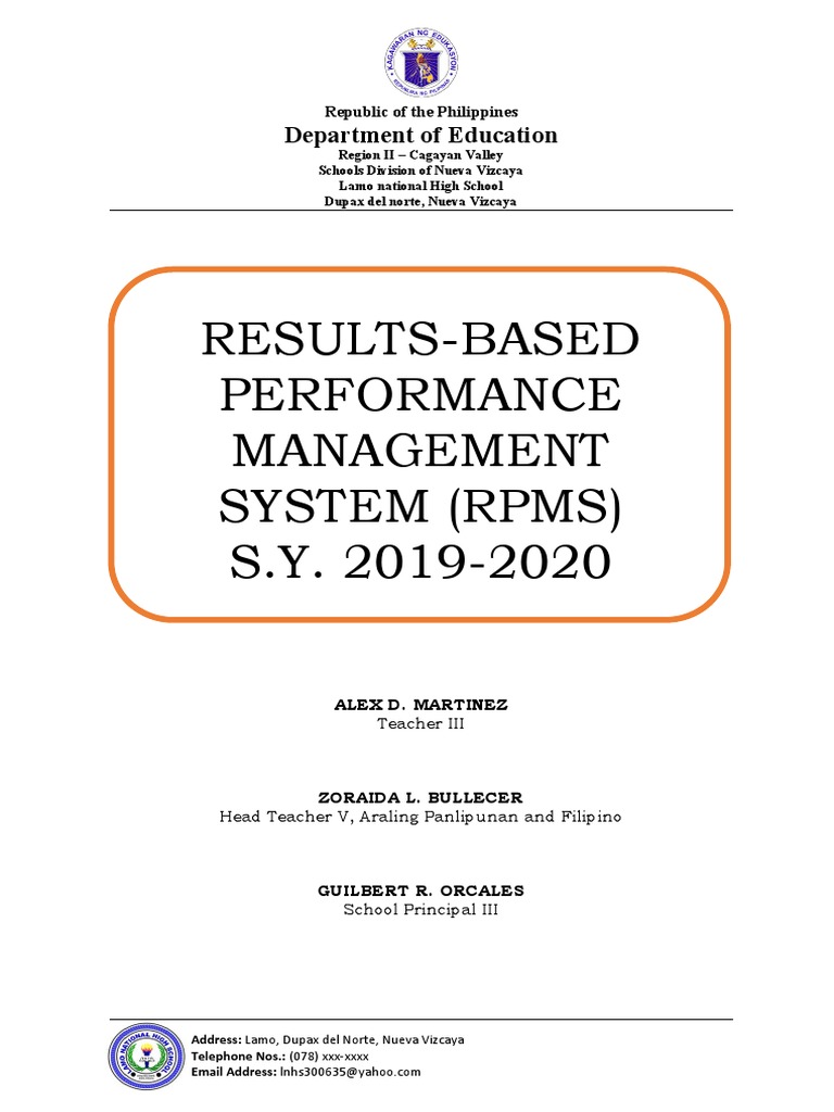 Results-Based Performance Management System (RPMS) S.Y. 2019-2020 | PDF
