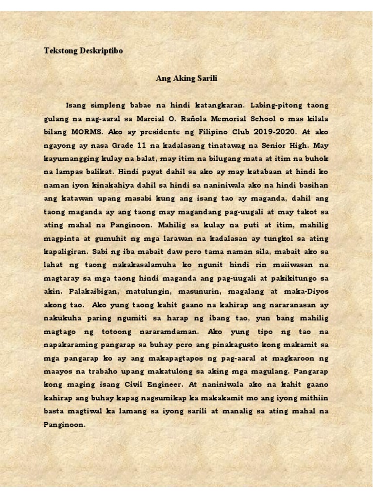 Tekstong Deskriptibo | PDF