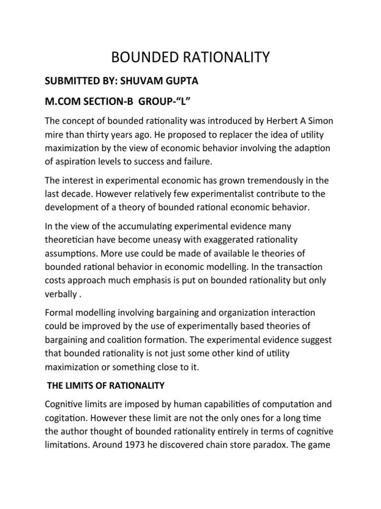 The Limits and Structure of Bounded Rationality: An Analysis of Herbert ...