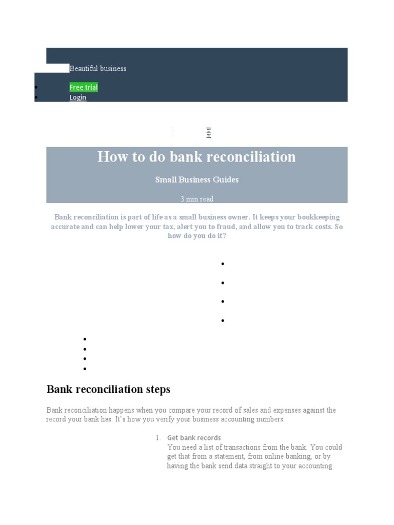 How To Do Bank Reconciliation | PDF | Career & Growth