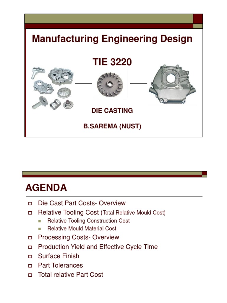 S5 - Manufacturing Engineering Design-Die Casting | PDF