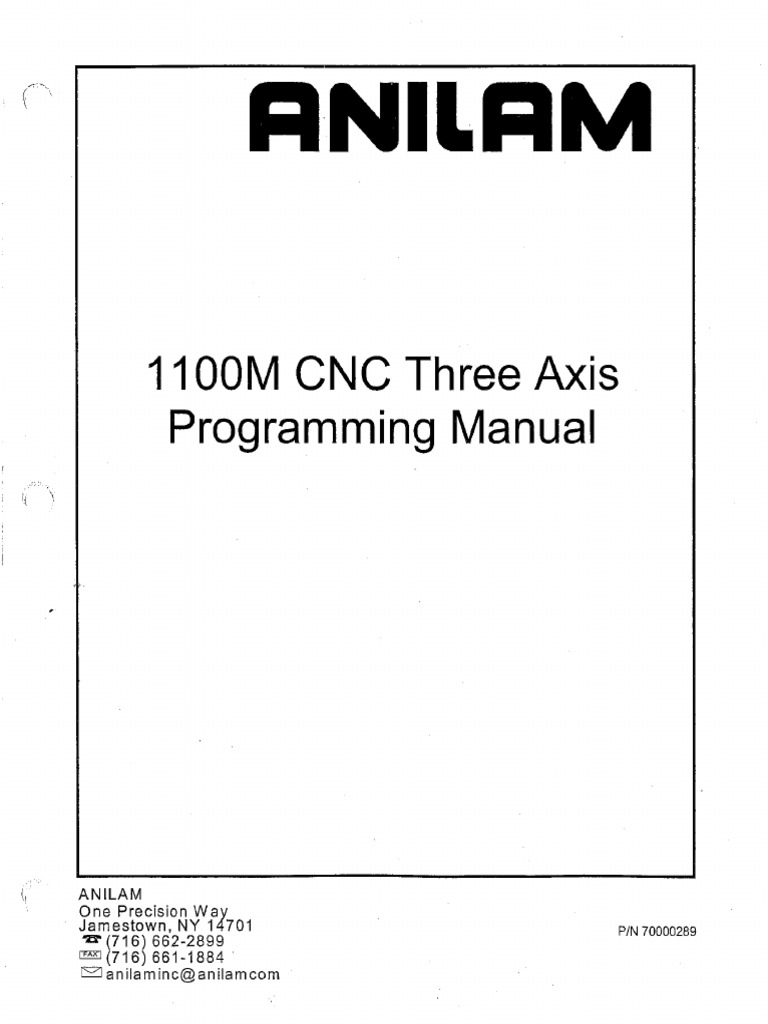 Anilam 1100m CNC 70000289 | PDF