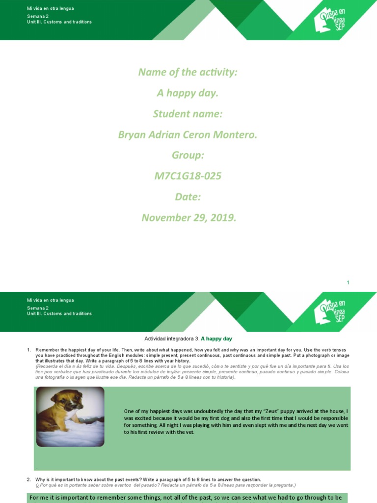 My Happiest Day Reflection Activity | PDF