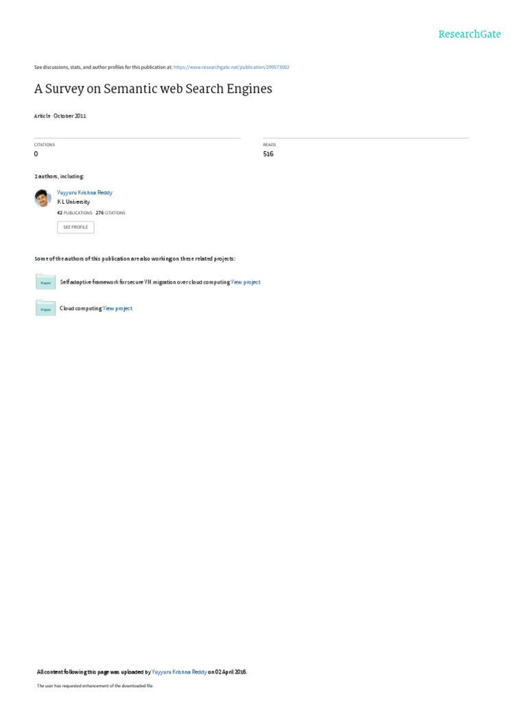 A Survey On Semantic Web Search Engines: October 2011 | PDF | Semantic Web | Web Search Engine