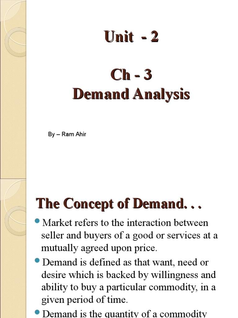 Overview of Demand Analysis Concepts | PDF | Demand | Price Elasticity ...