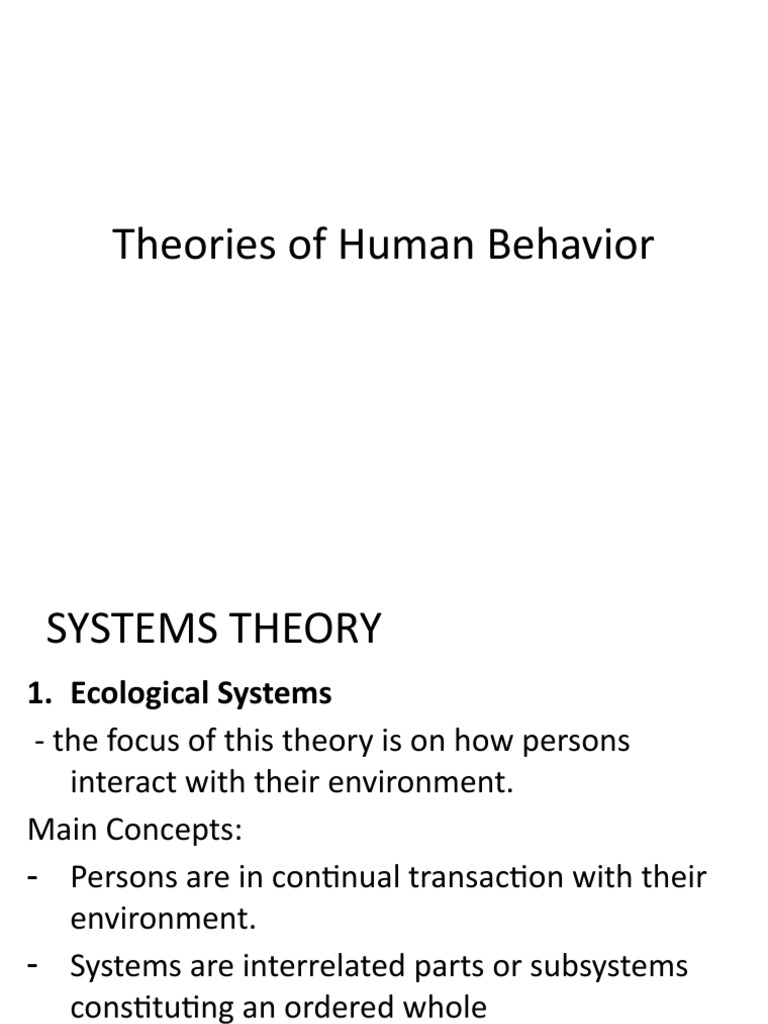 Theories of Human Behavior 1 | PDF
