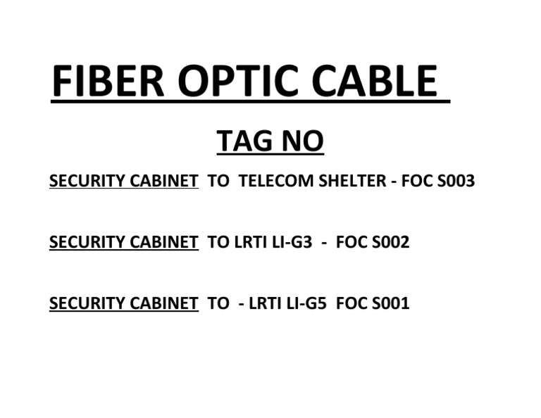Fiber Optic Cable: Tag No | PDF