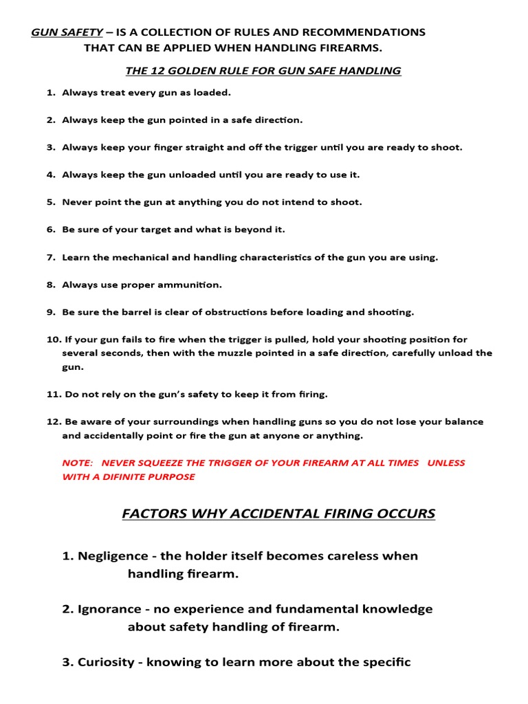 The 12 Golden Rule of Gun Safety | PDF | Projectile Weapons | Military ...