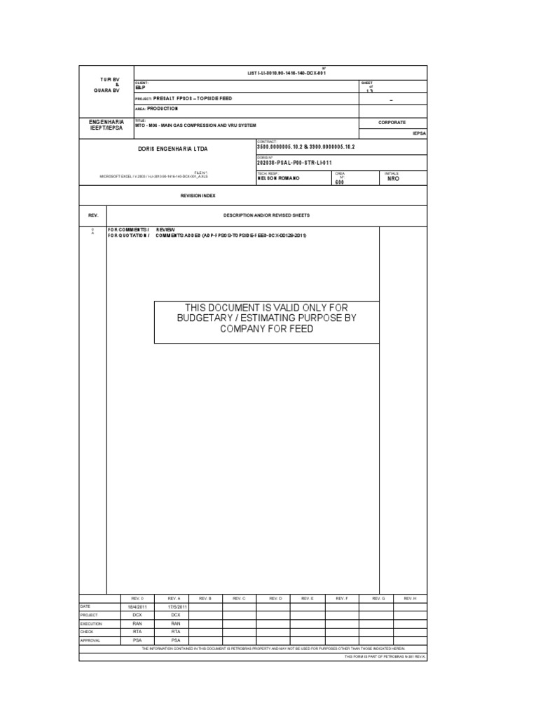 This Document Is Valid Only For Budgetary / Estimating Purpose by ...