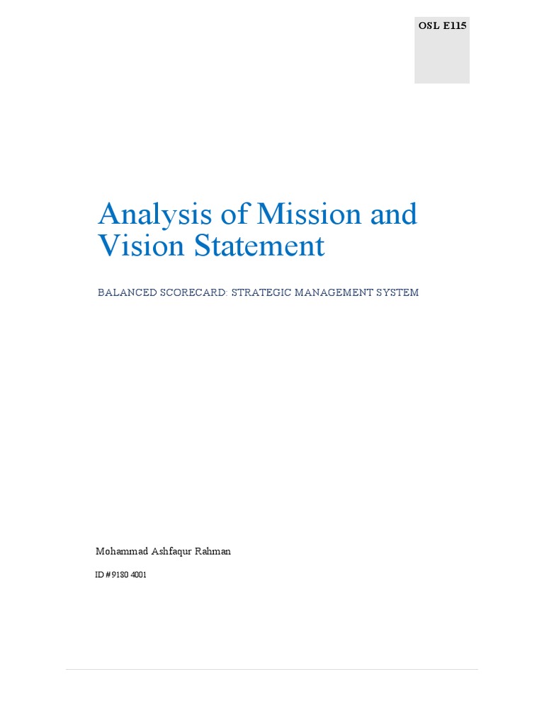 Analysis of Mission and Vision Statement | PDF | Ibm | Corporate Social ...