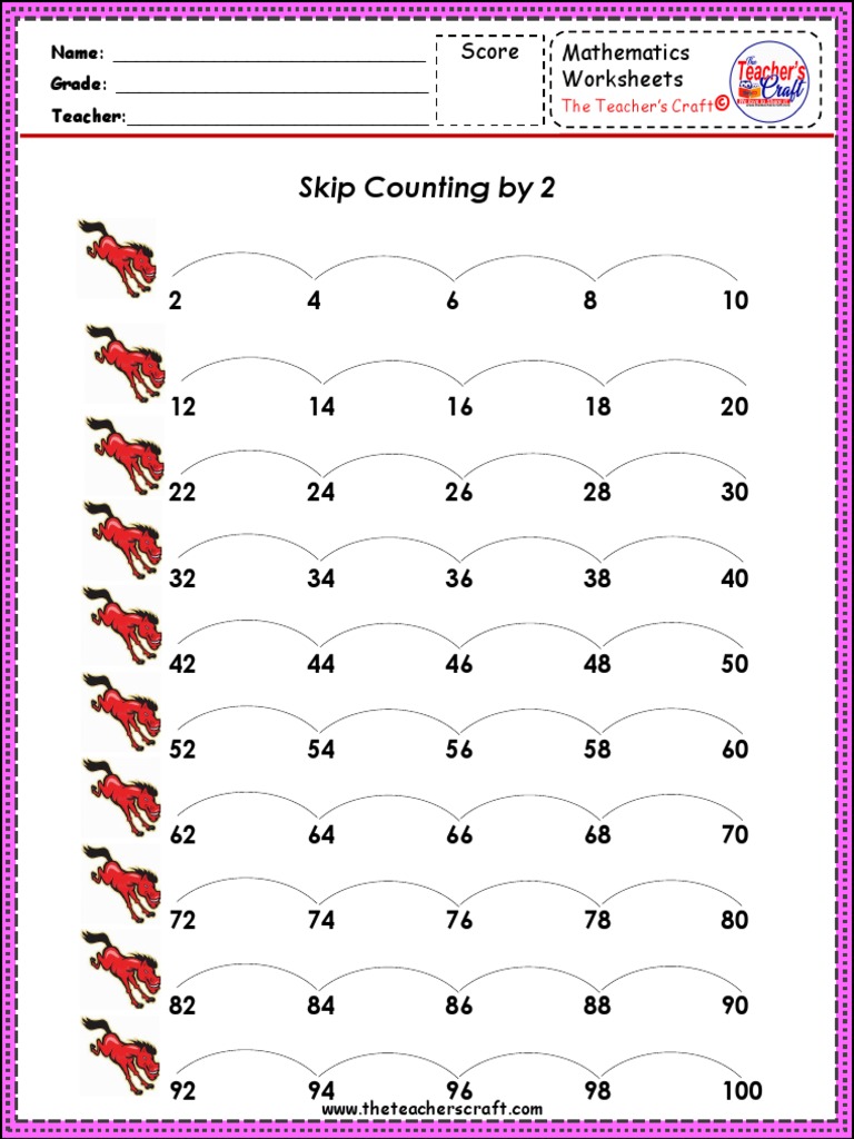Skip Counting by 2: Mathematics Worksheets Score | PDF | Teaching ...