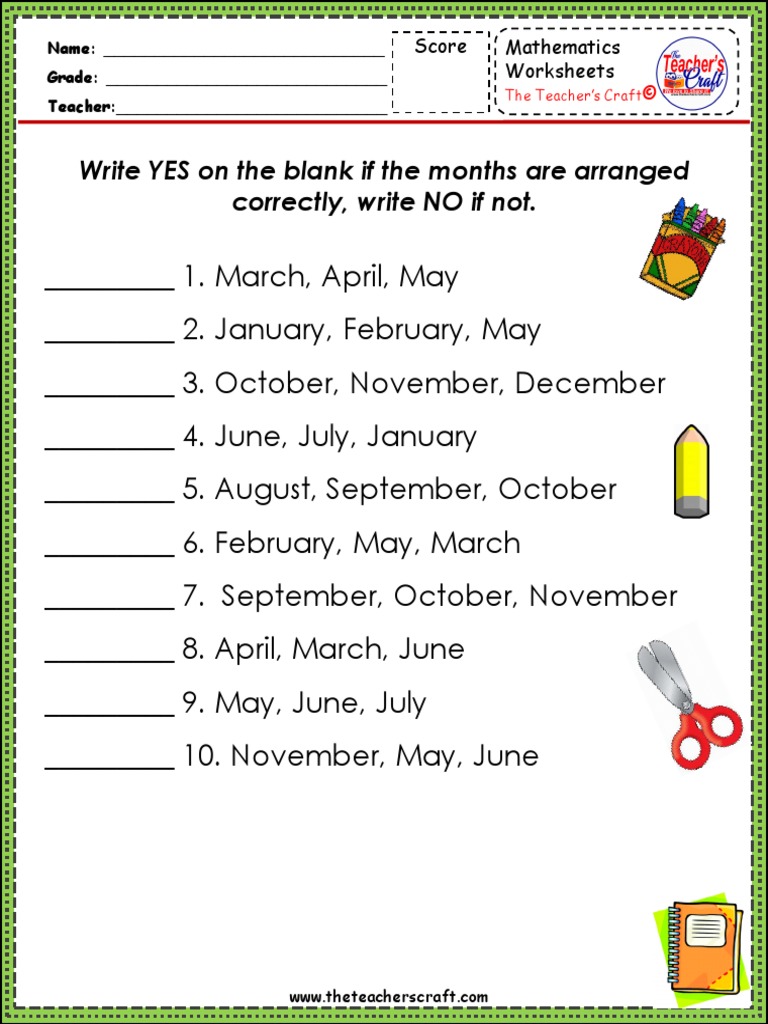 Months Worksheets-1 PDF | PDF | Learning