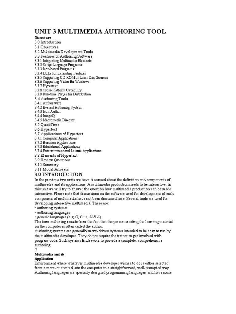 Unit 3 Multimedia Authoring Tool | PDF | Multimedia | Icon (Computing)