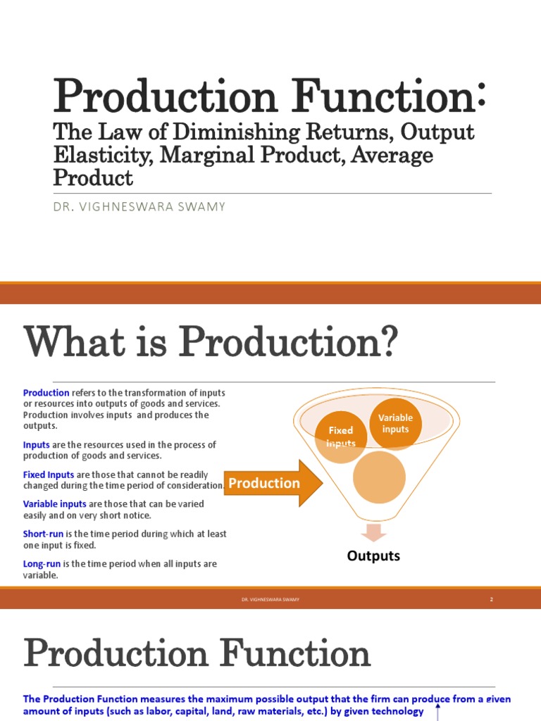 Production Function Law of Diminishing Returns | PDF | Production ...
