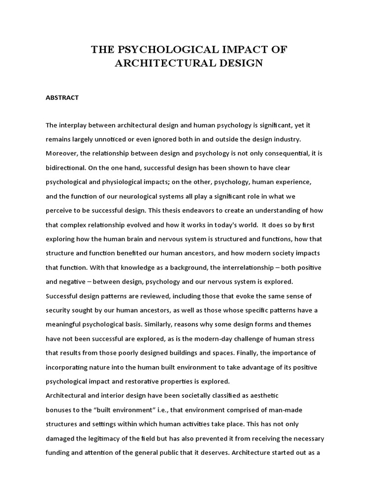 Architectural Design and Psychology Impact | PDF | Psychology | Senses