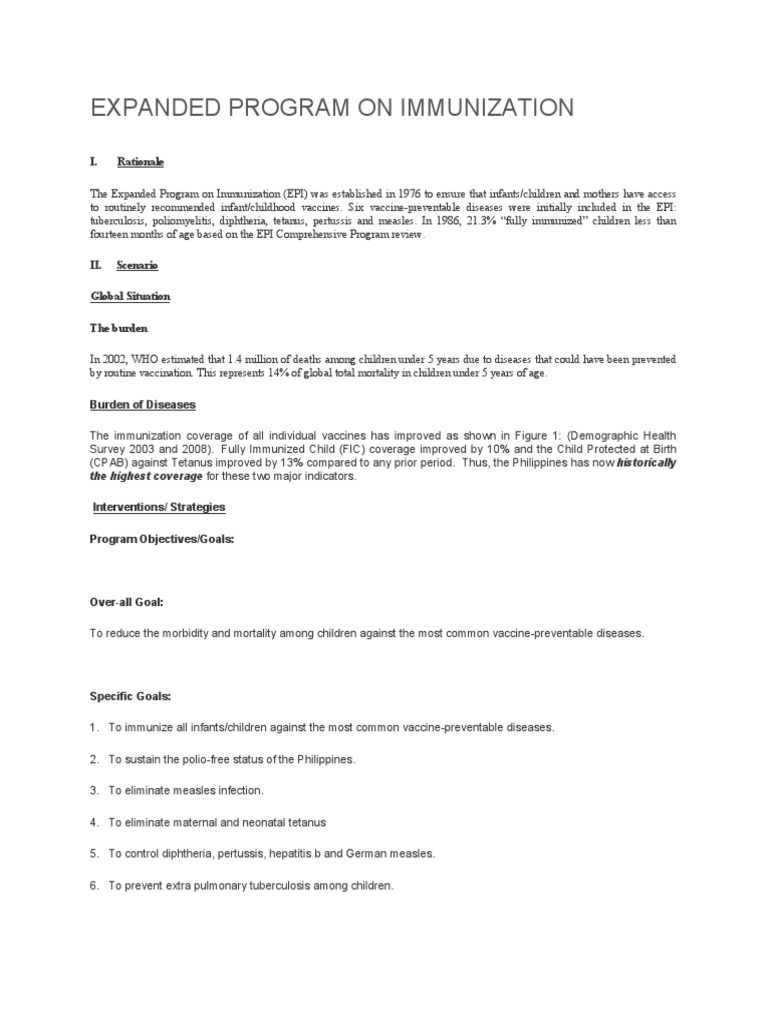 Expanded Program On Immunization | PDF | Measles | Vaccines