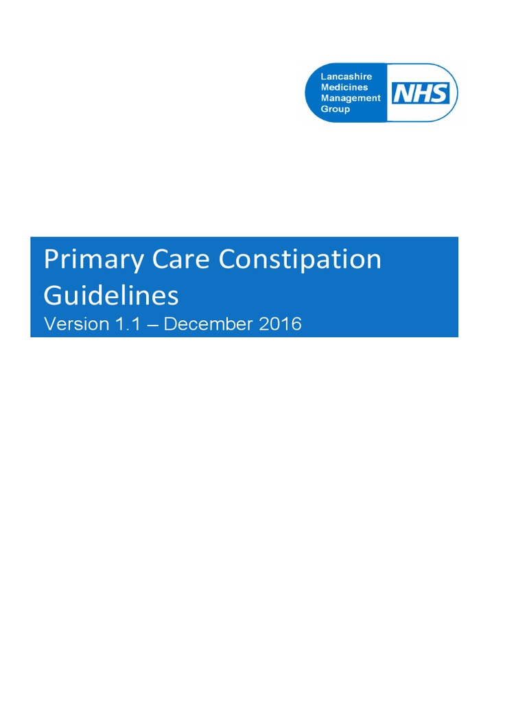 Primary Care Constipation Guidelines: Version 1.1 - December 2016 | PDF ...