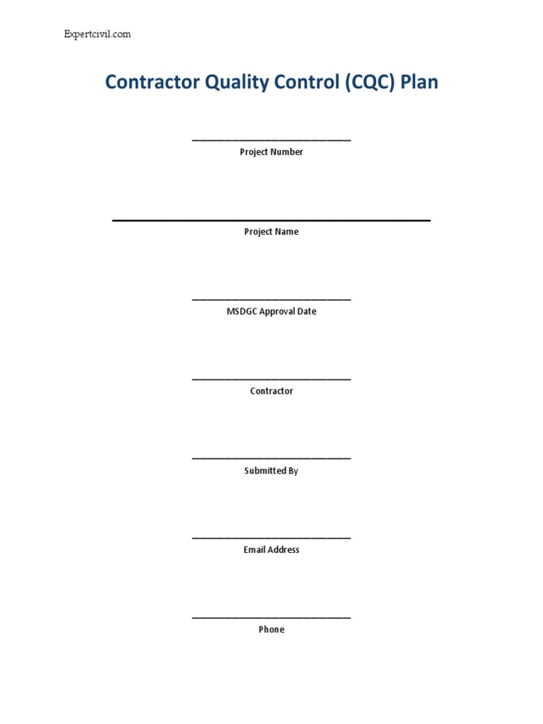 Contractor QC Plan Template PDF | PDF | Economic Sectors | Business