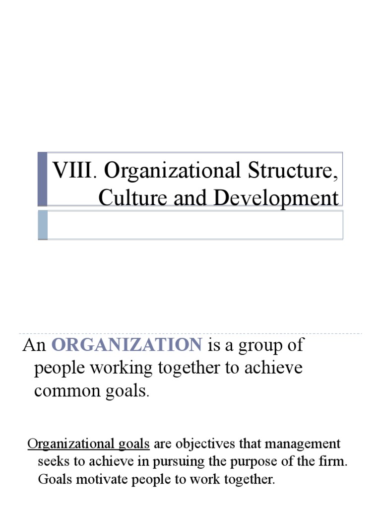 VIII. Organizational Structure, Culture and Development | PDF ...