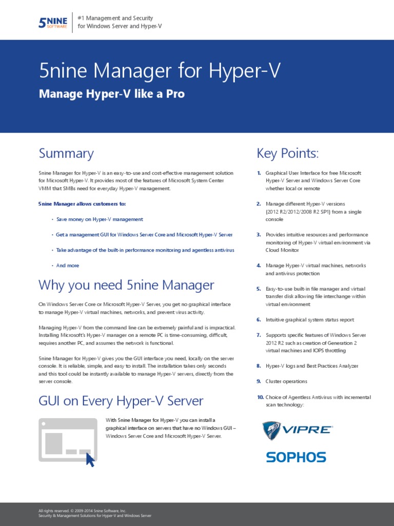 5nine Manager For Hyper-V: Key Points | PDF | Hyper V | Microsoft Windows