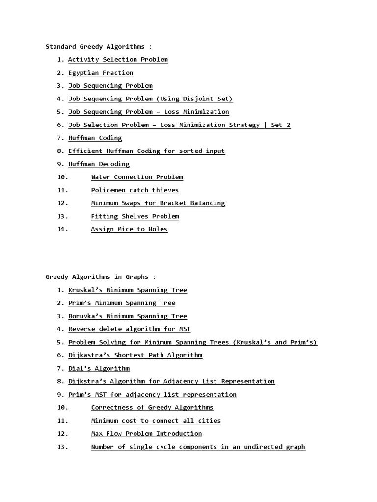 Standard Greedy Algorithms PDF | PDF | Algorithms | Discrete Mathematics