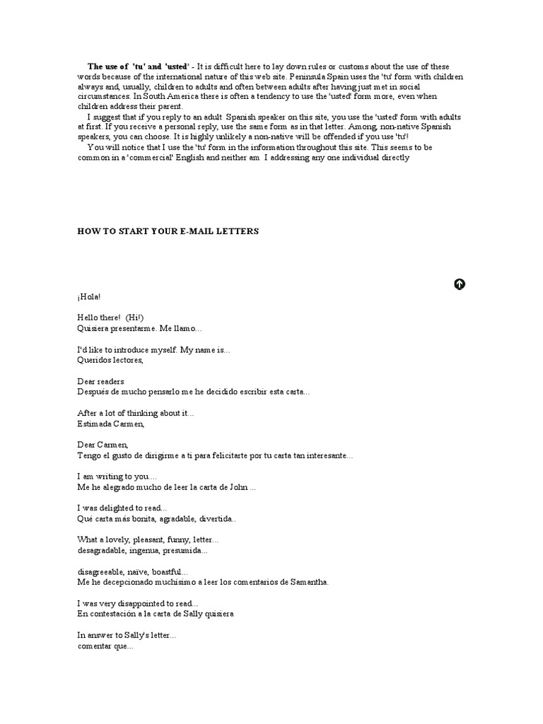 Using 'Tu' and 'Usted' in Spanish Communication | PDF | Language Arts ...