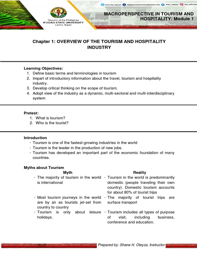 Chapter 1 Overview of Tourism and Hospitality Industry | PDF | Tourism ...